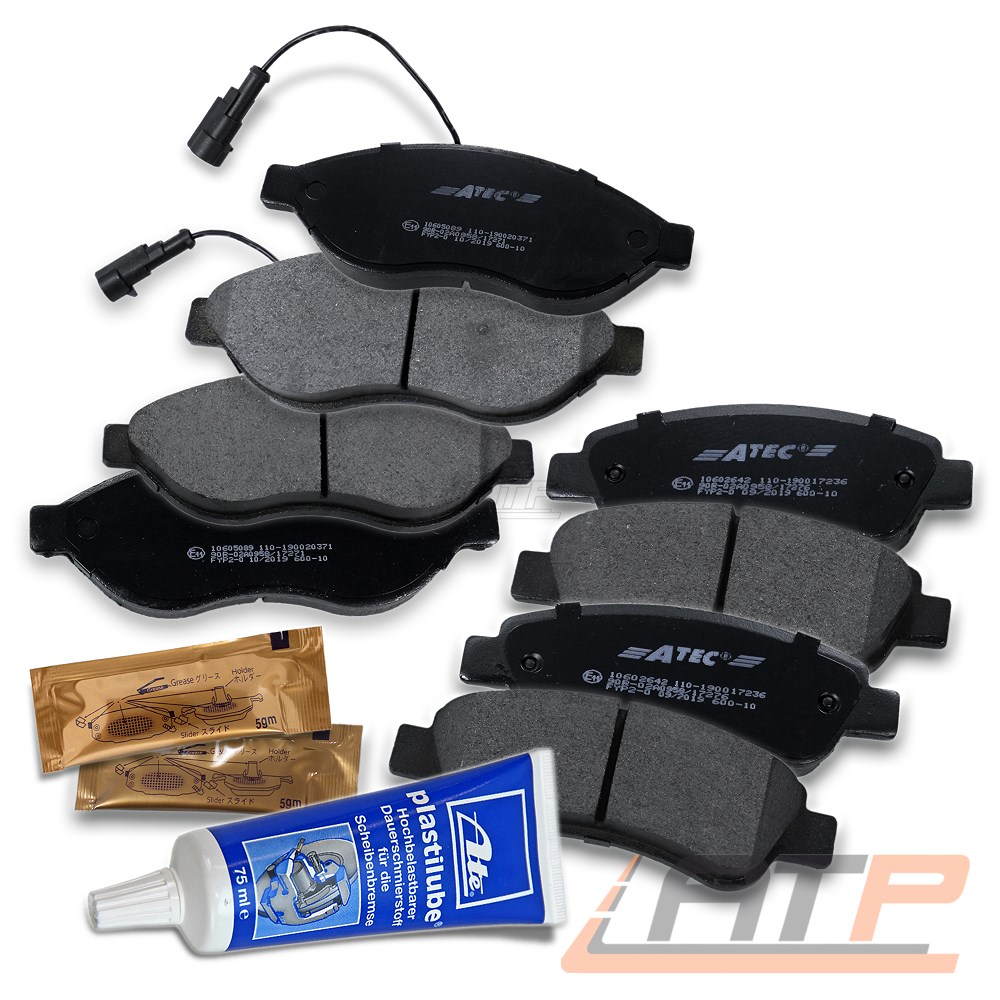 SATZ BREMSBELÄGE + ATE PLASTILUBE VORNE + HINTEN FÜR FIAT DUCATO 250 AB ...