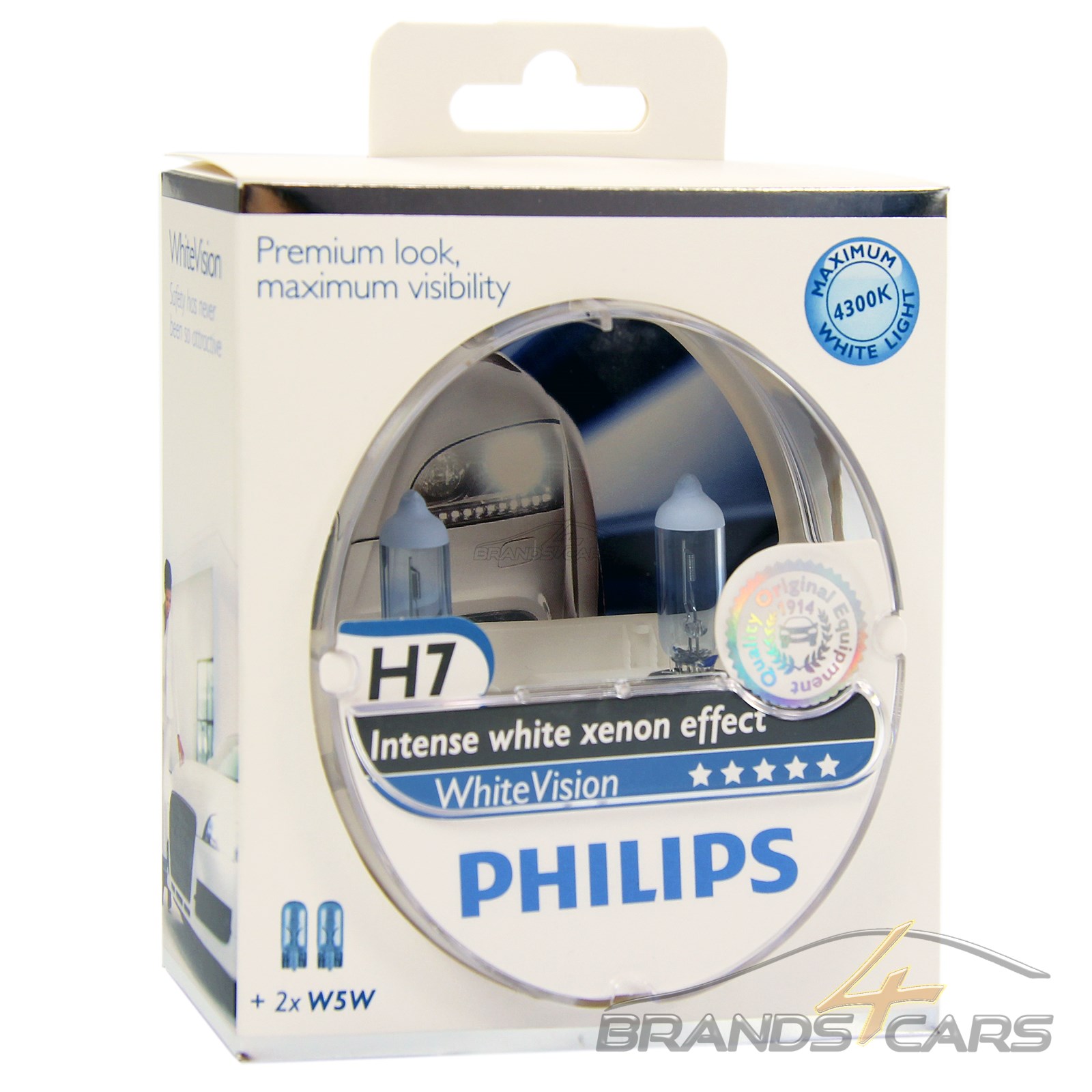 PHILIPS WHITE VISION H7 55W GLÜHLAMPEN 2-ER SET + 100% MEHR LICHT ...